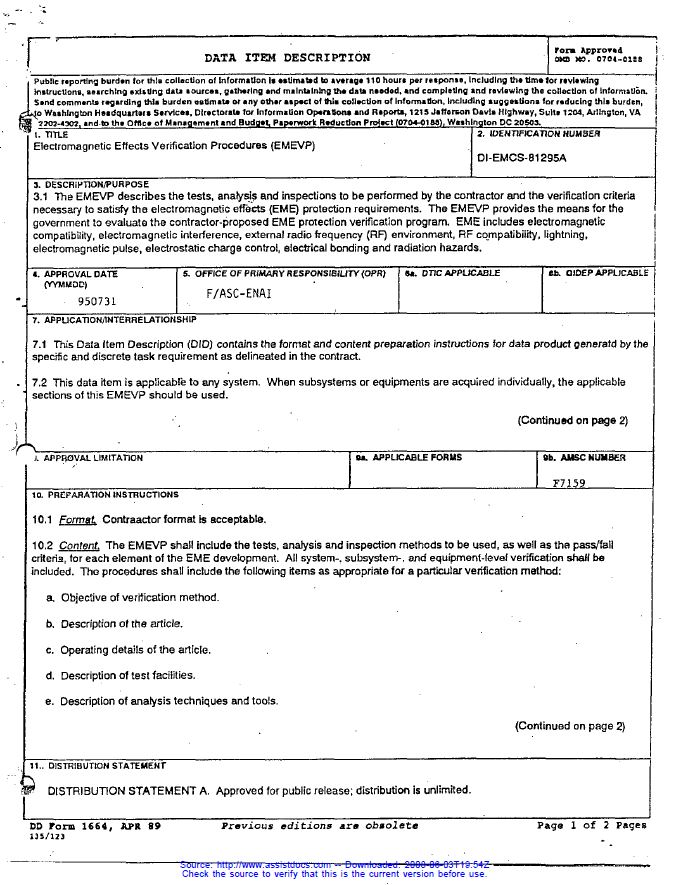 DID- Electromagnetic Effects Verification Procedures | SE Goldmine